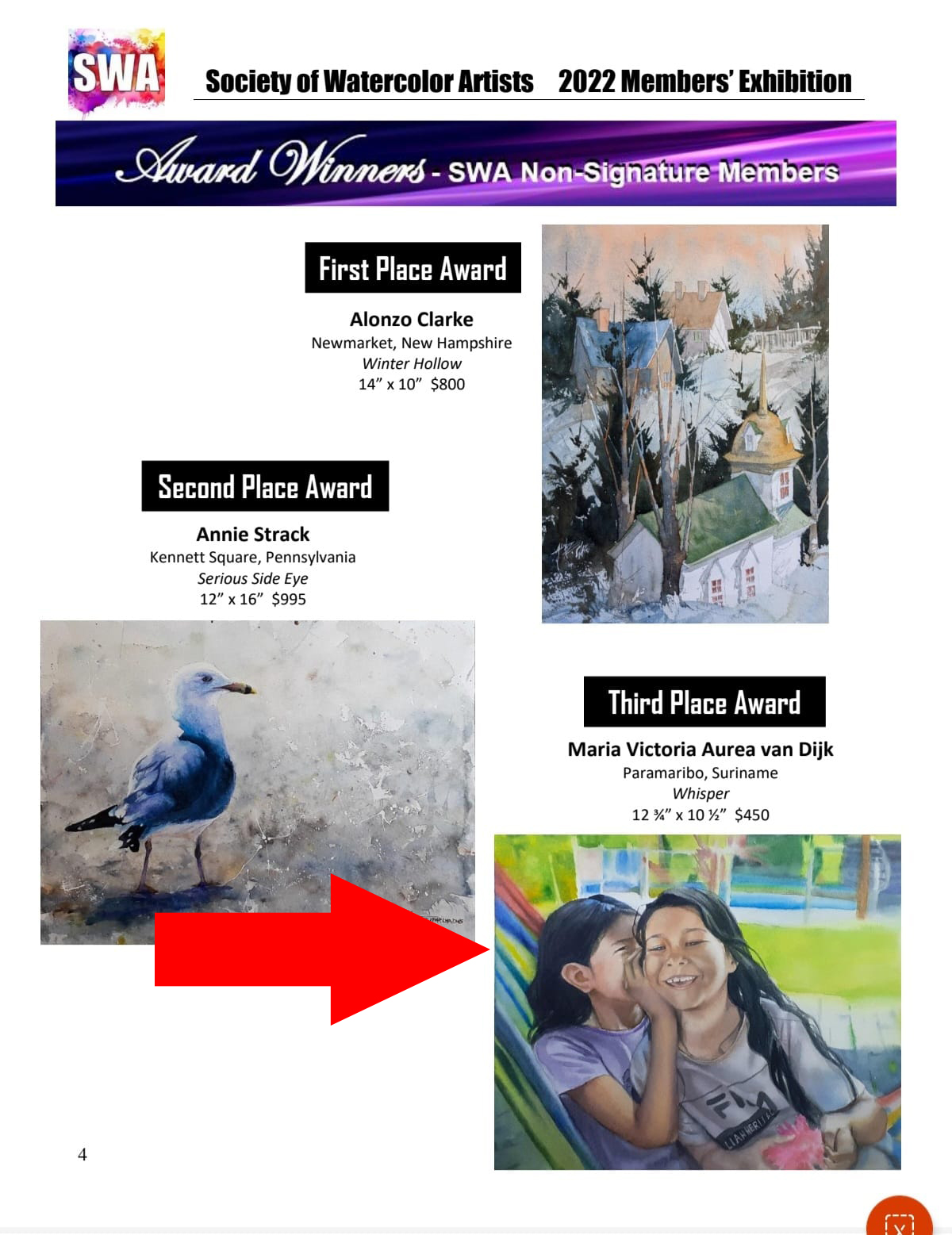 SWA (Society of Watercolor Artist Fort Worth, Texas) Award ...
